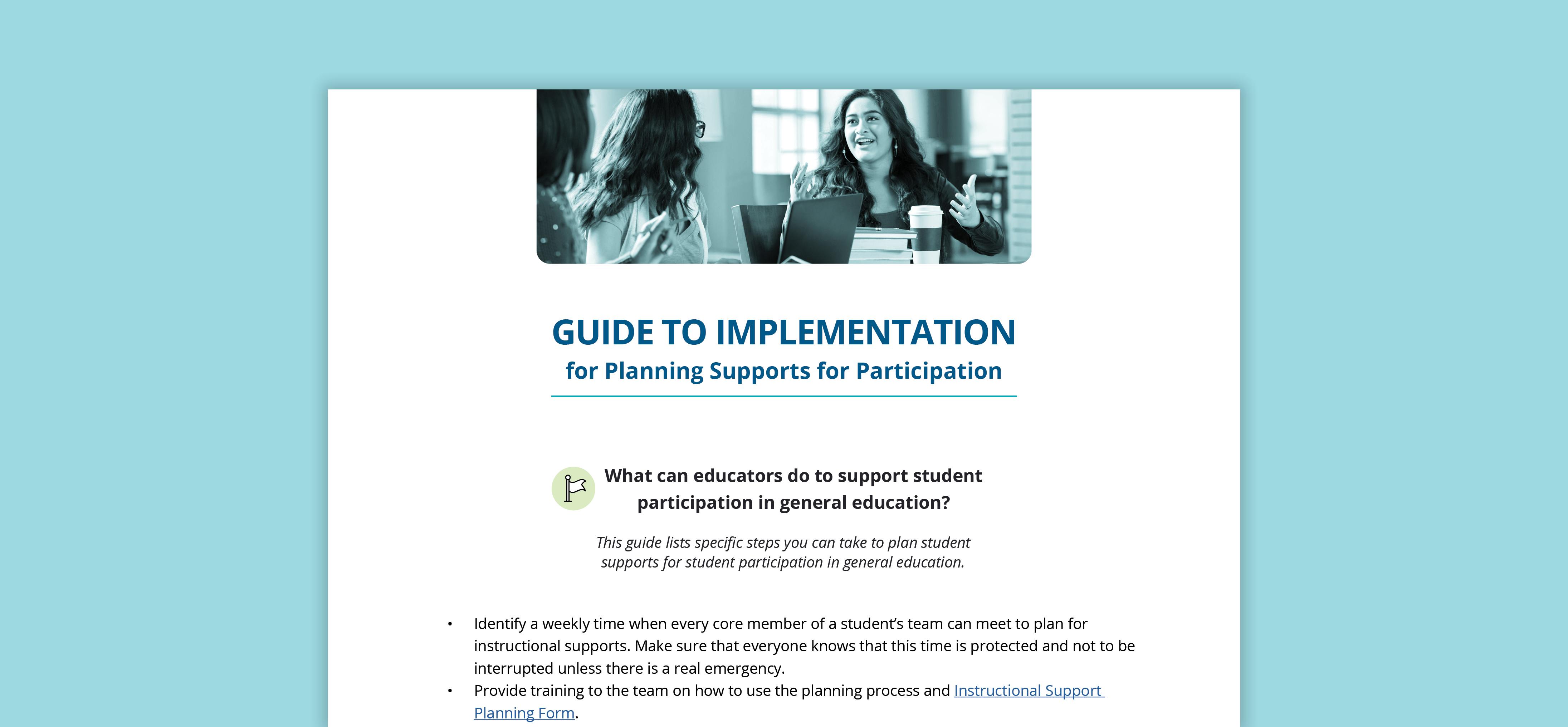 Guide to Implementation for Planning Supports for Participation | Texas SPED Support