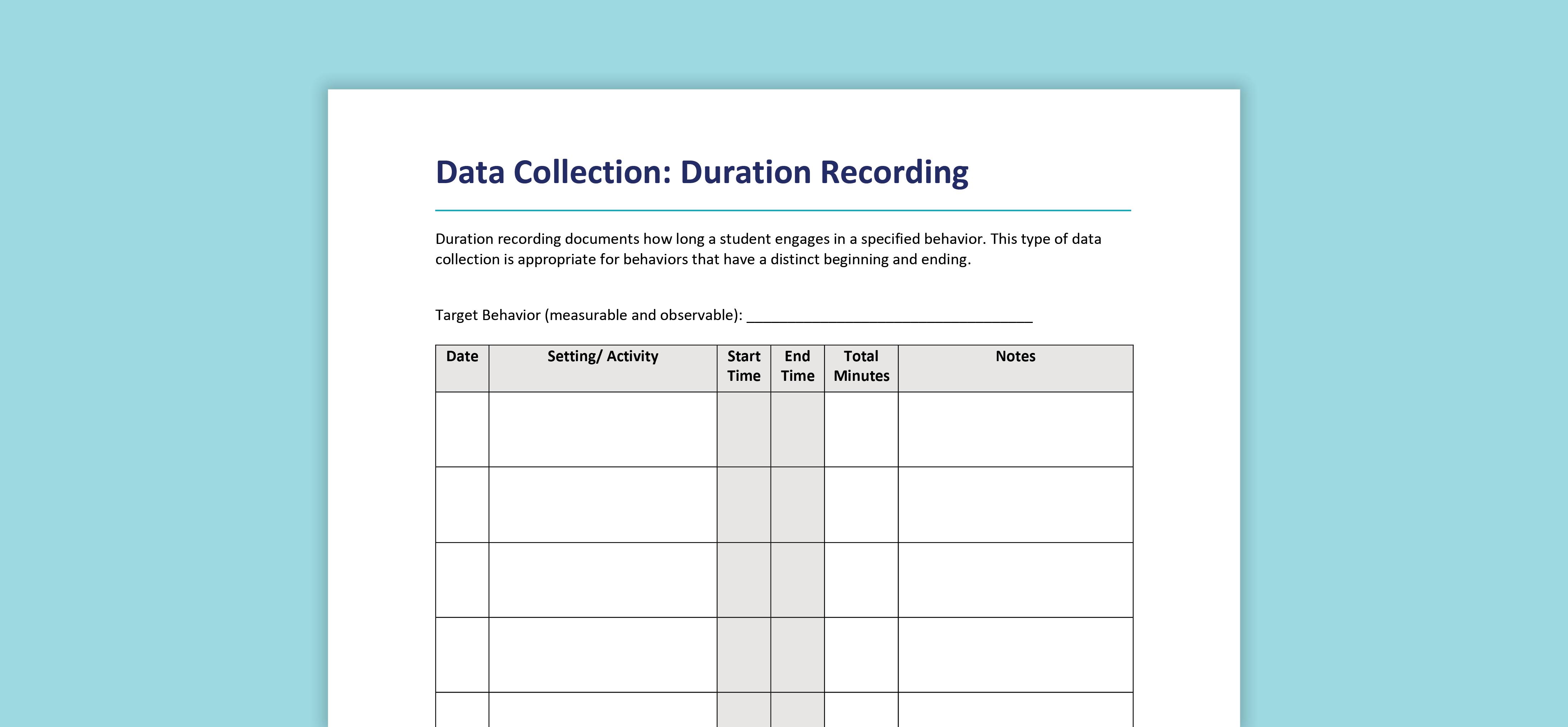 Data Collection: Duration Recording | Texas SPED Support