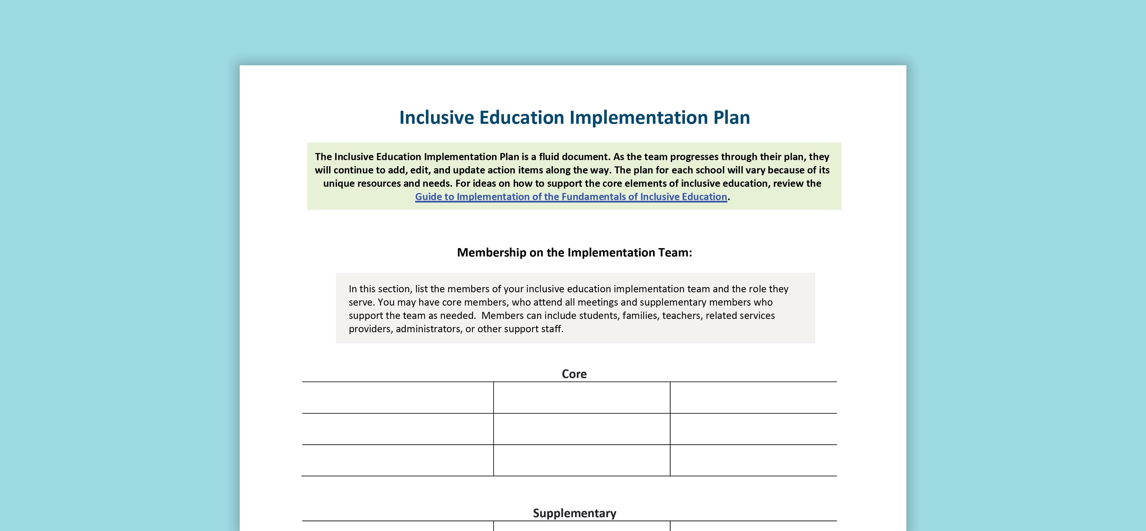 Inclusive Education Implementation Plan | Texas SPED Support